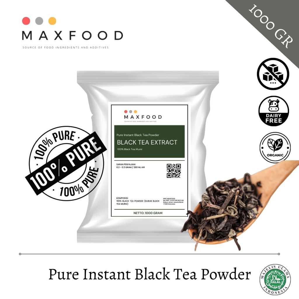 Jual MAXFOOD - Pure Instant Black Tea Extract Powder / Bubuk Black Tea ...