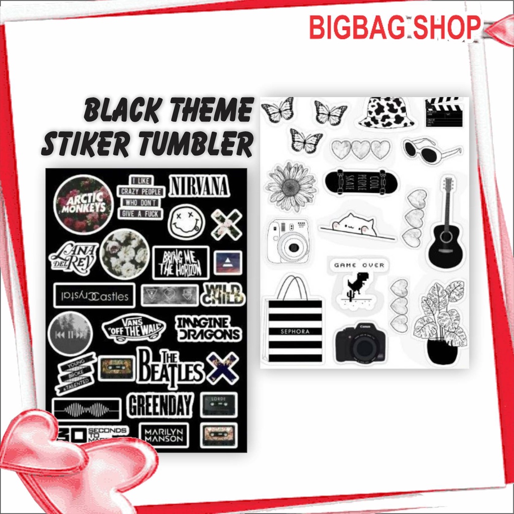 Jual Sticker Mini Pack Tumblr Hitam monochrome Black HP Laptop di ...