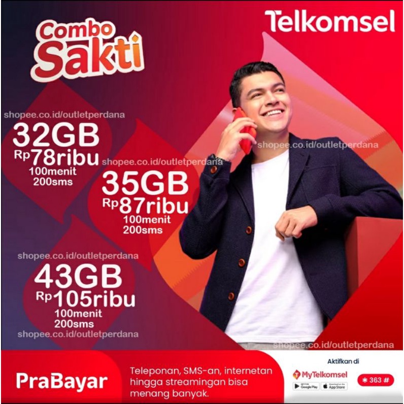 Jual Kartu Combo Sakti Telkomsel varian 43/35/32GB | Shopee Indonesia