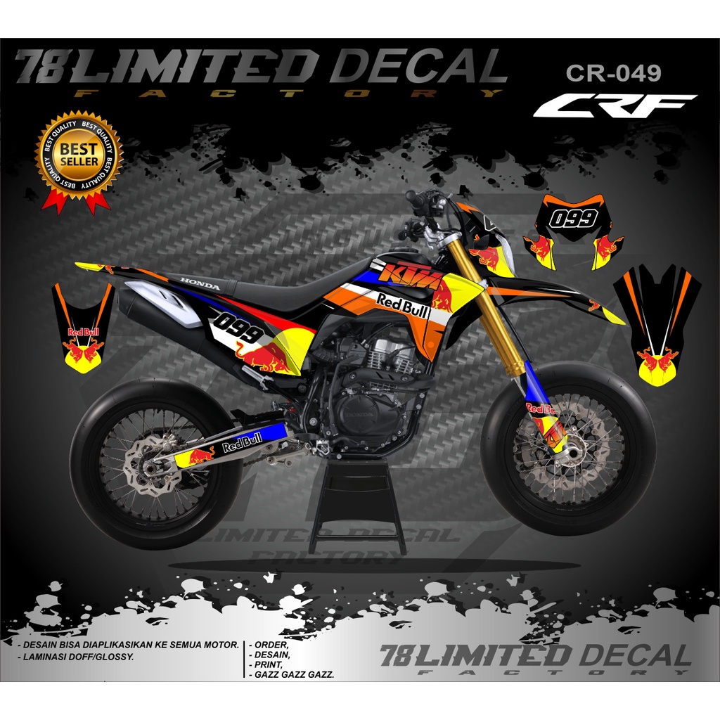 Jual Decal Sticker Honda CRF Fullbody Custom Desain- CR-049 redbull ...