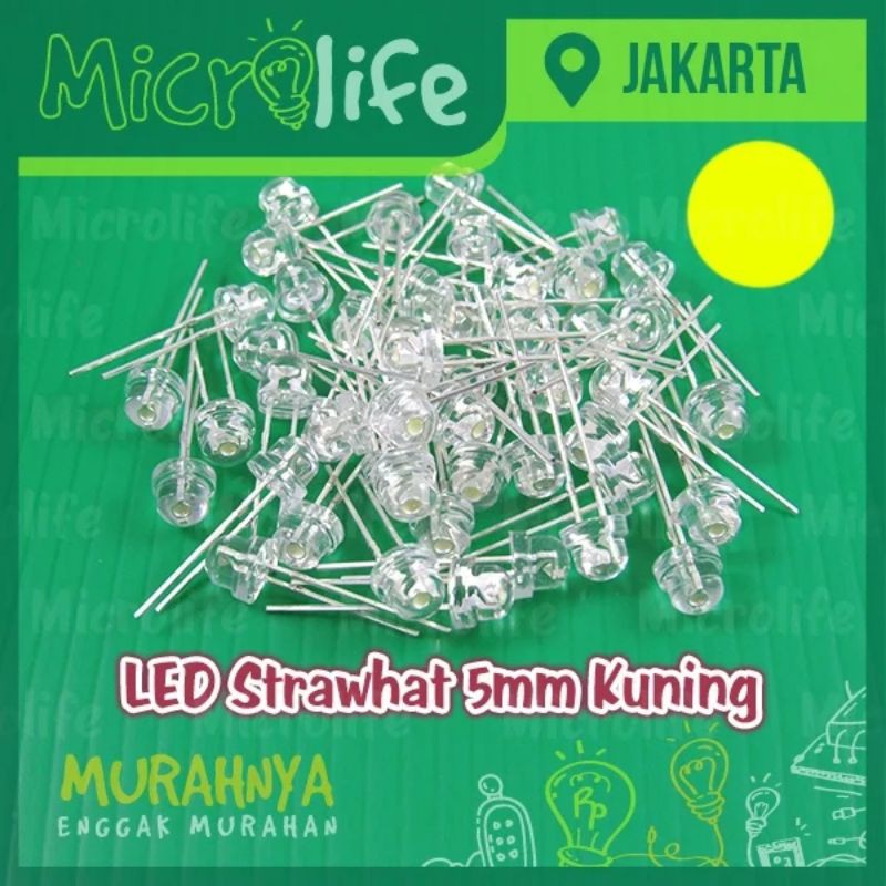 Jual LAMPU LED STRAWHAT KUNING STRAW WHAT TOPI PENDEK 5MM YELLOW ...