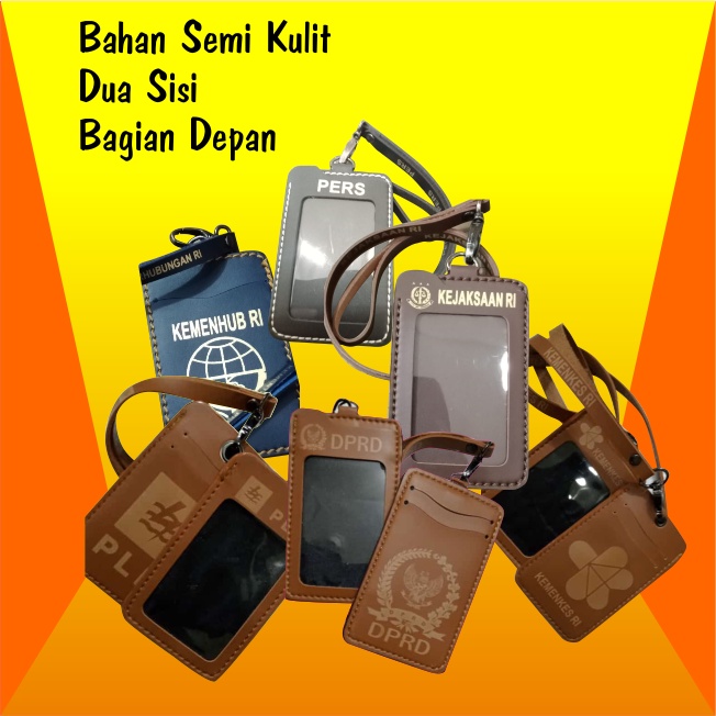 Jual Id Card Lanyard Name Tag Holder Kulit Pers Kemenkes Kemenhub Pln ...