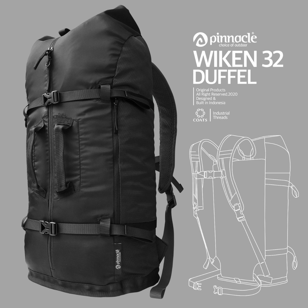 Jual Pinnacle Pro Official Wiken 32L Duffel - Black | Shopee Indonesia