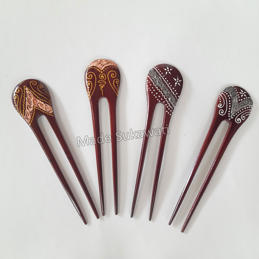 Jual Cucuk tusuk konde rambut kayu lukis | Shopee Indonesia