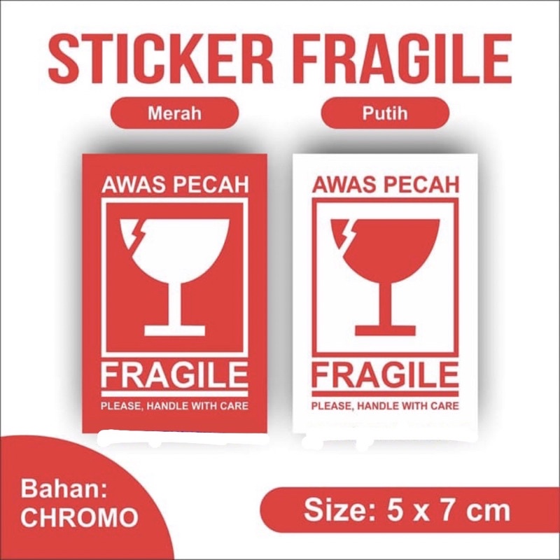 Jual Sticker FRAGILE AWAS PECAH HANDLE WITH CARE 5x7 cm per pack isi ...