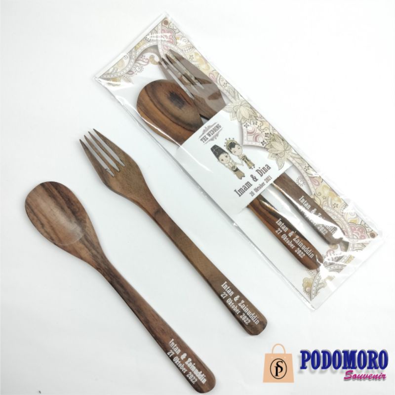 Jual souvenir pernikahan sendok garpu kayu | Shopee Indonesia