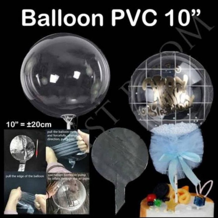 Jual Balon PVC Ukuran 10 inch Balon Bobo 10" transparant satuan ...