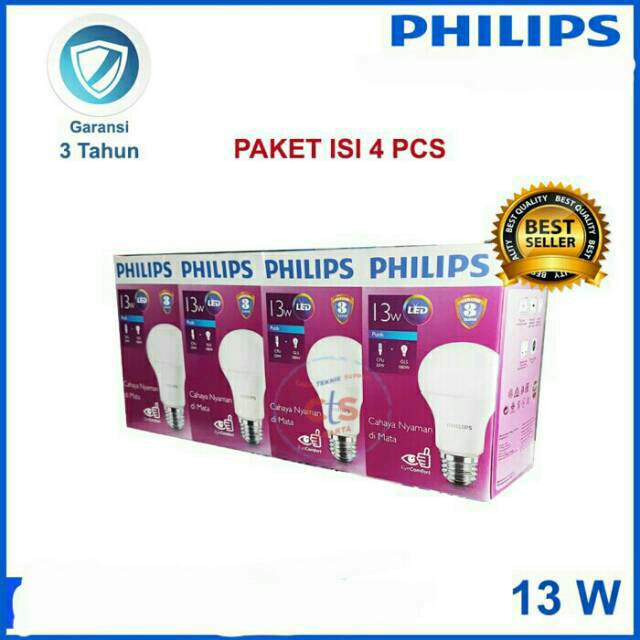 Jual Lampu philips led bulp paket hemat beli 1 dapat 4 lampu philips 13 ...
