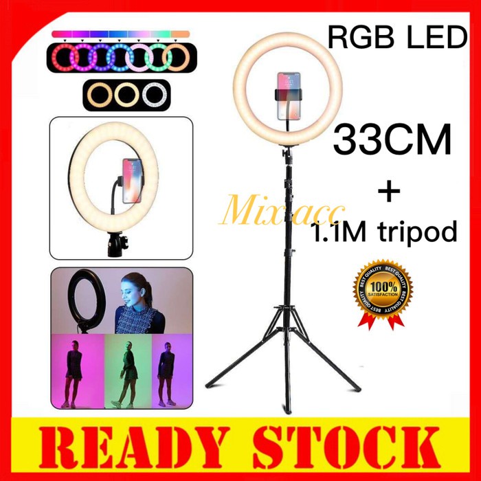 Jual MIXIO Ring Light RGB 33CM + 1.1M TRIPOD Led Rainbow | Shopee Indonesia