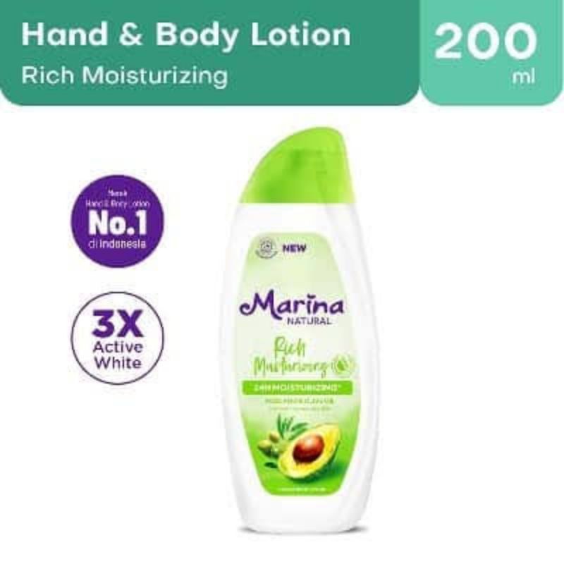 Jual Marina Hand Body Lotion Natural Rich Moisturizing 190ml | Shopee Indonesia