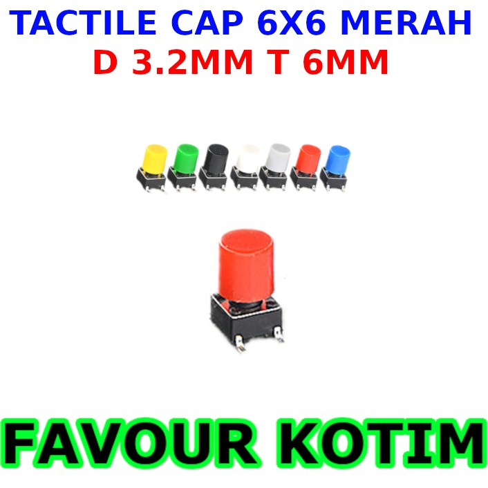 Jual A56 6X6 RED MICRO SWITCH CAP TOPI TACTILE BULAT MERAH FVKOTIM ...