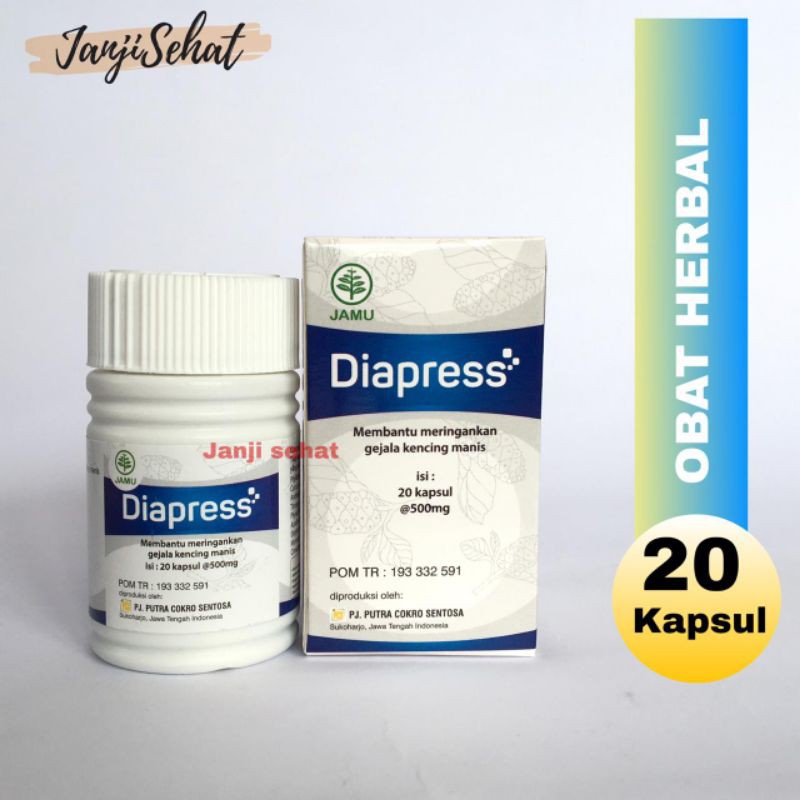 Jual DIAPRESS PCS Obat Gula darah Diabetes Herbal 20 kapsul | Shopee ...