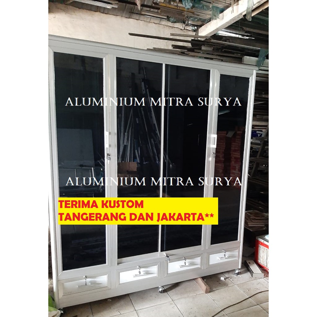 Jual Lemari Pakaian Rak Aluminium Baju Gamis Kaca Riben Anti Karat Anti ...