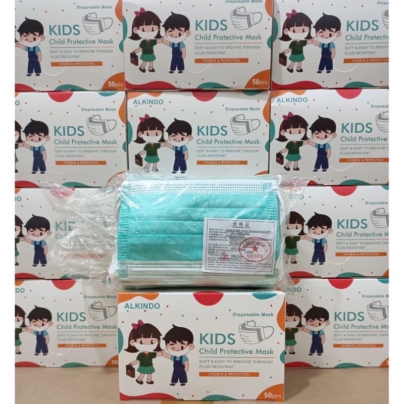 Jual TERMURAH Masker Anak Alkindo Polos 3ply isi 50pcs | Shopee Indonesia