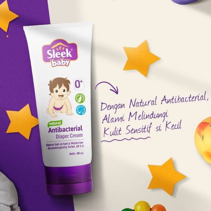 Jual Sleek Baby Antibacterial Diapers Cream 80ML krim diapers bayi ...