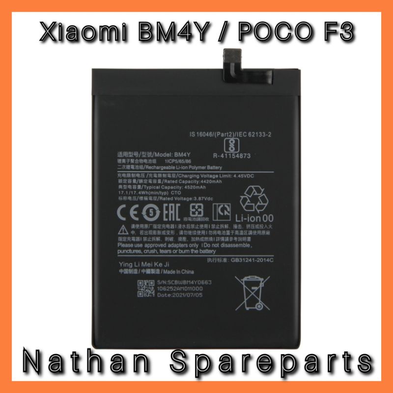 Jual BATTERY BATERAI XIAOMI BM4Y / POCO F3 ORIGINAL OEM | Shopee Indonesia