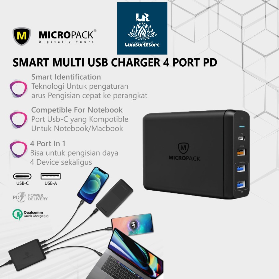Jual SMART MULTI USB CHARGER 4 PORT MICROPACK PD (MUC-475 PD EU ...