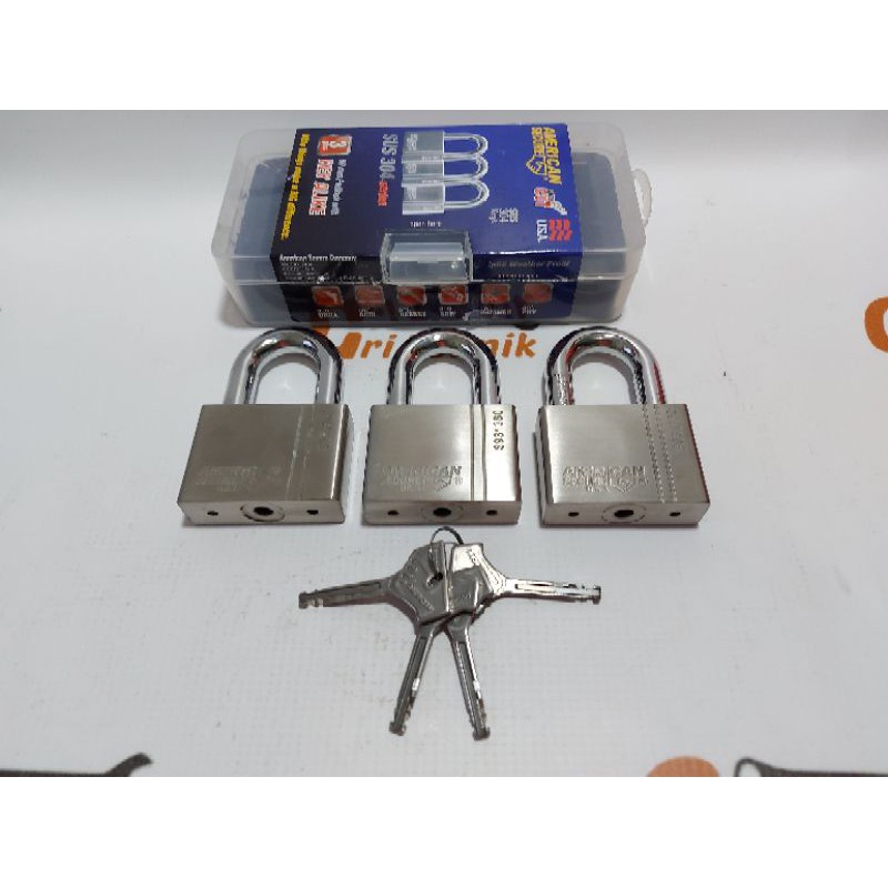 Jual ORIGINAL!!! GEMBOK MASTER KEY 3 X 60 MM AMERICAN SECURE (3 PCS ...