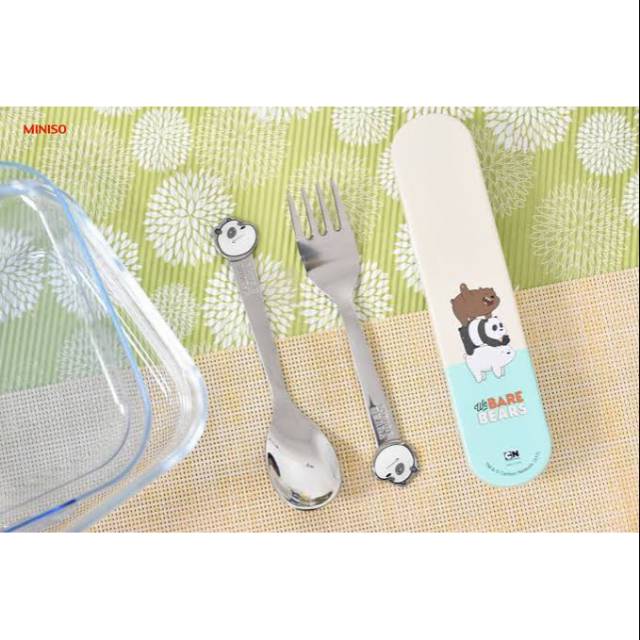 Jual Miniso Sendok Set We Bare Bears Stainless Steel Silverware Set ...