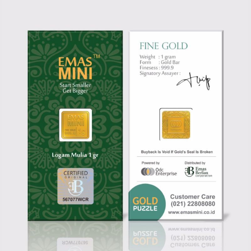 Jual Emas Mini 1gr/Logam Mulia/Emas Batangan 24K + Kwitansi_ODC ...