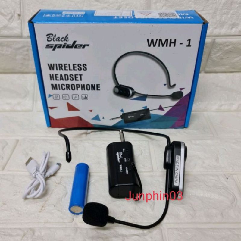 Jual Mic wireless bando Black spider WMH 1 Bando Microphone | Shopee ...