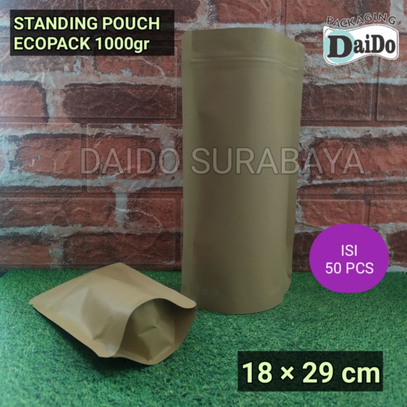 Jual Isi 50 pcs Standing Pouch ECOPACK 1000gram 18x29 cm Kpack Kemasan ...