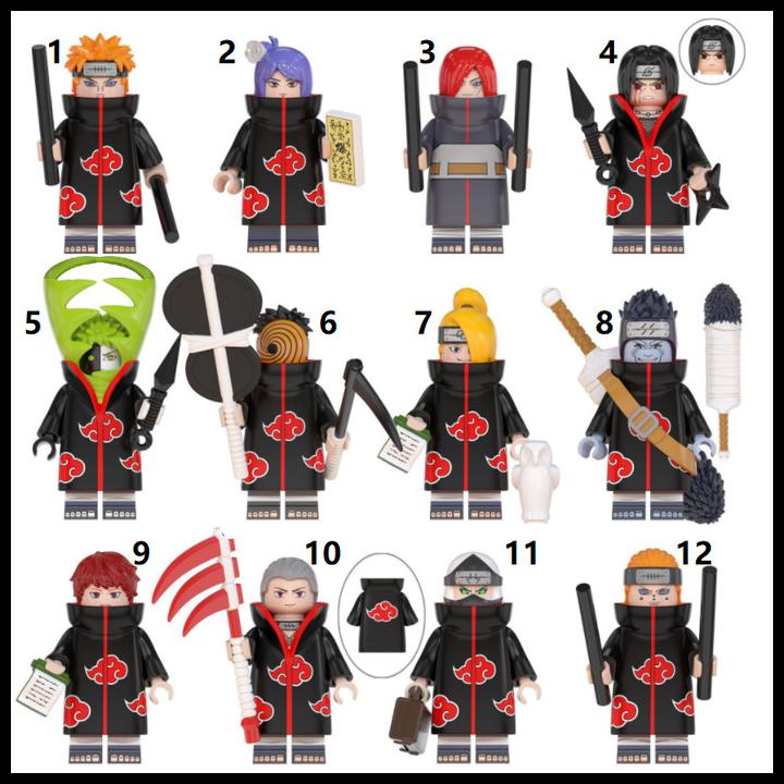 Jual Naruto Akatsuki Pain Hidan Itachi Kisame Tobi Deidara Minifigure ...