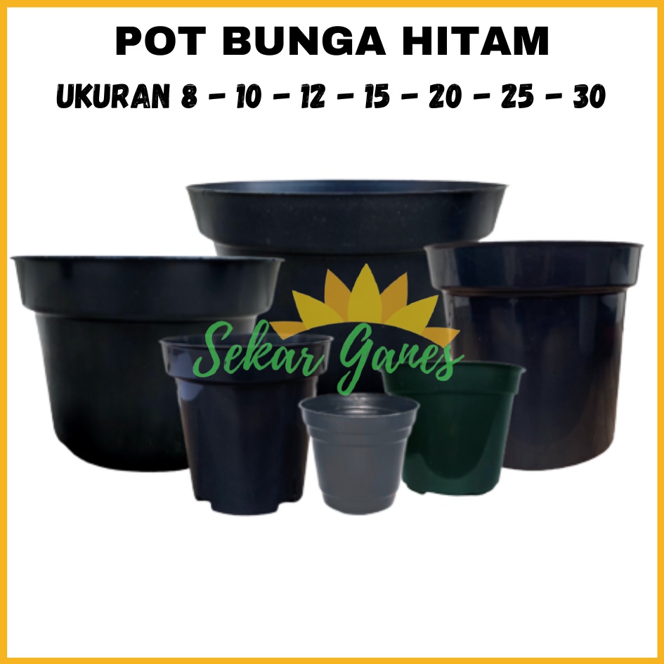 Jual PROMO Pot Hitam Ukuran 30cm 25cm 20cm 12cm 10cm 8cm Pot bunga ...