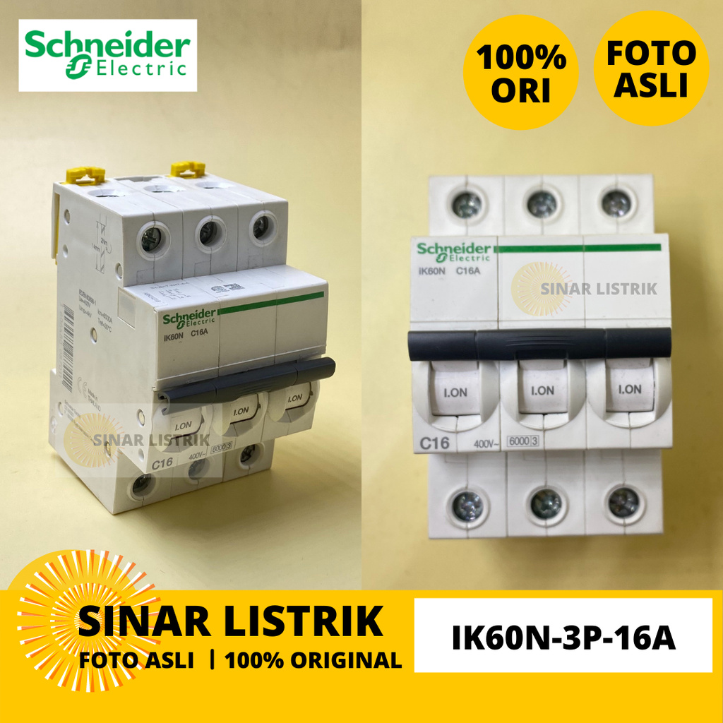 Jual SCHNEIDER MCB IK60N 3P IK60N-3PX16A 16A | Shopee Indonesia