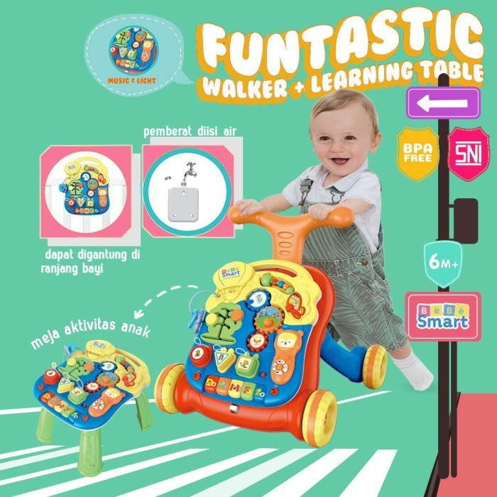 Jual Bebe Smart Funtastic Walker + Learning Table | Shopee Indonesia