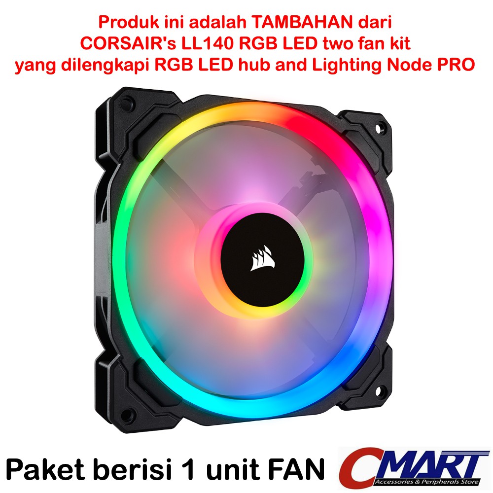 Jual Corsair LL140 RGB 140mm Dual LED PWM Fan Casing 1 Pack - CO ...