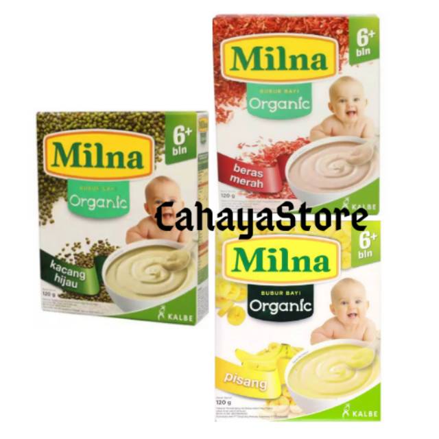 Jual Milna Bubur Bayi Organik Kacang Hijau/Beras Merah/Pisang/ Bubur ...