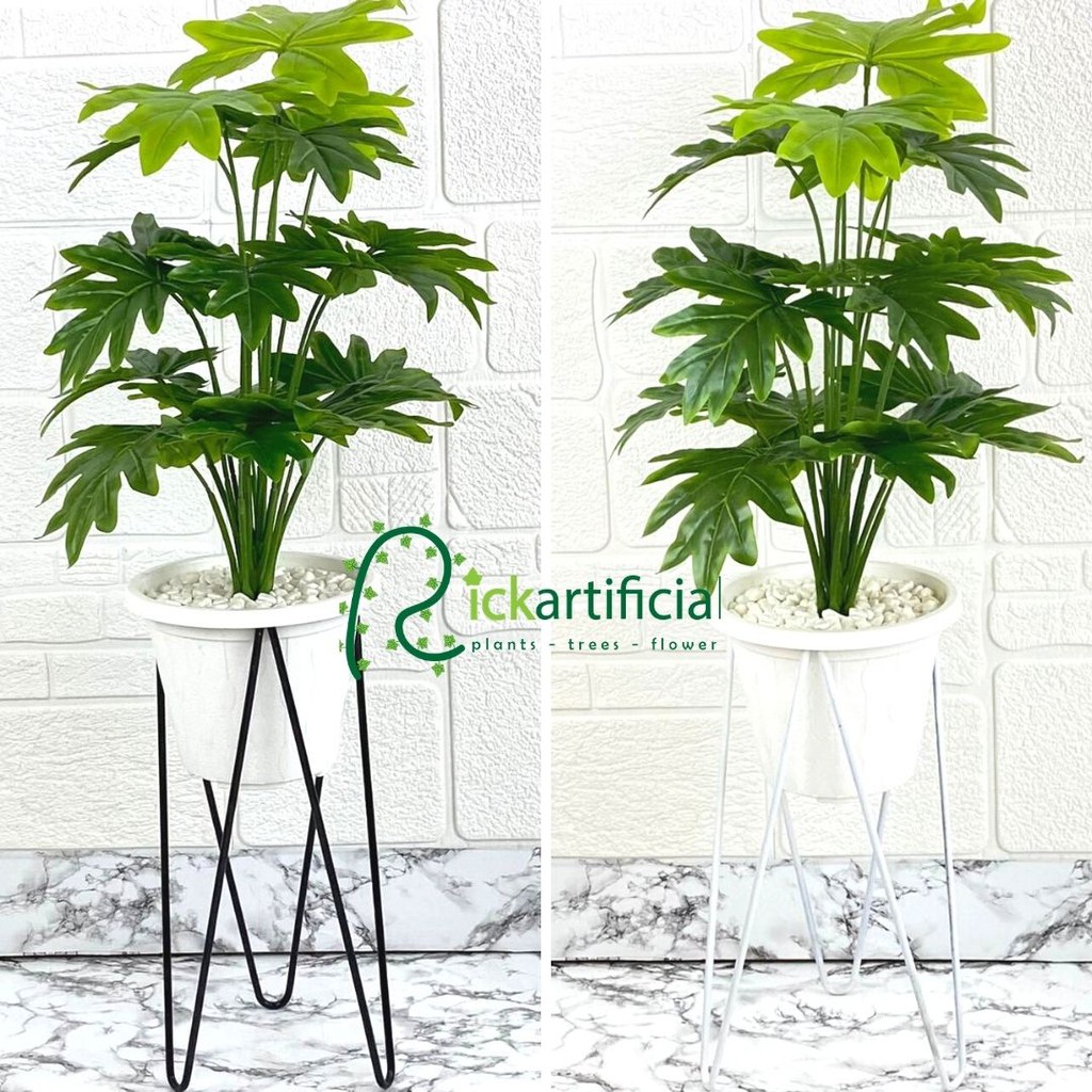 Jual Pohon Daun Monstera Jari Semi Latex Artificial Pot Tulip Putih ...