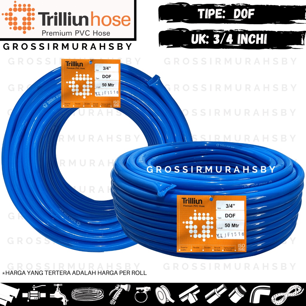 Jual SELANG AIR TRILLIUN DOF 3/4 INCHI ( LINK 1 ROLL PANJANG 50 METER ) | Shopee Indonesia