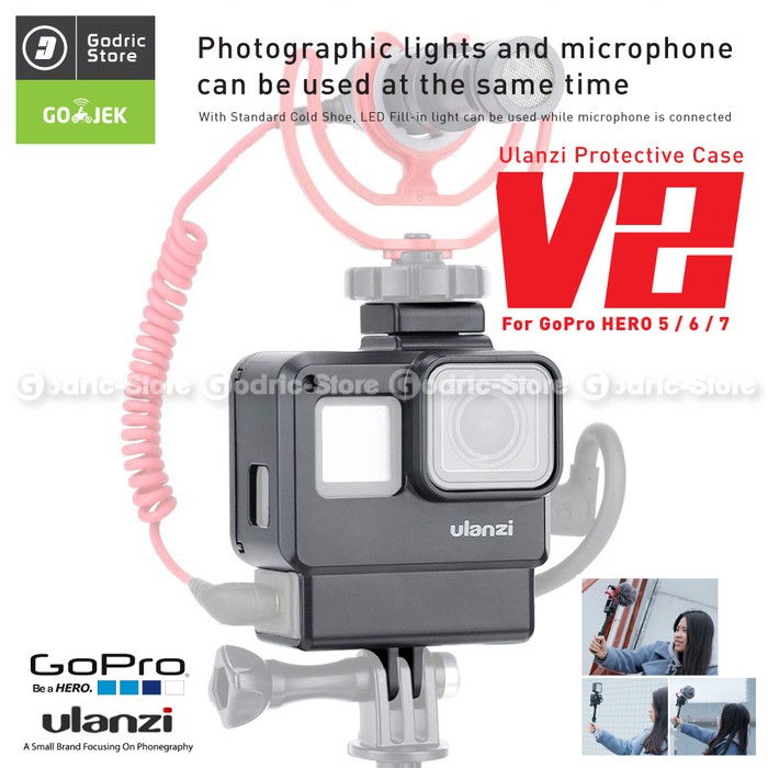 Jual GOD0083 ULANZI V2 Vlogging Case GoPro Hero 7 Black Vlog Casing Hero 5 6 Frame | Shopee ...