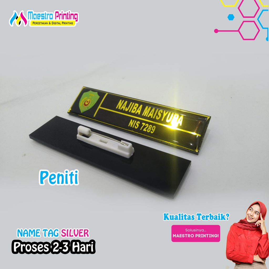 Jual NAME TAG BAD NAMA DADA, PIN NAMA GOLD-SILVER RESIN CUSTOM | Shopee Indonesia