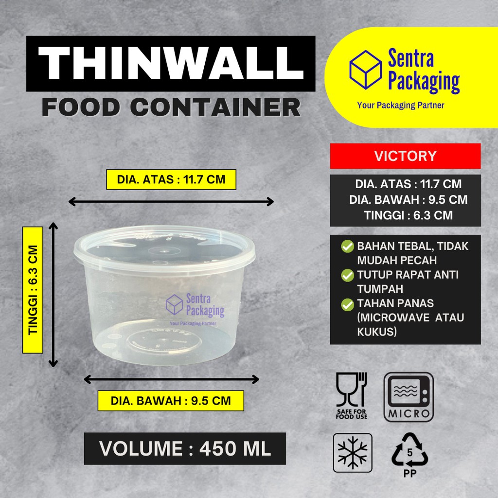 Jual Thinwall Bulat 450ml / Mangkok Plastik / Packaging Makanan / Cup ...