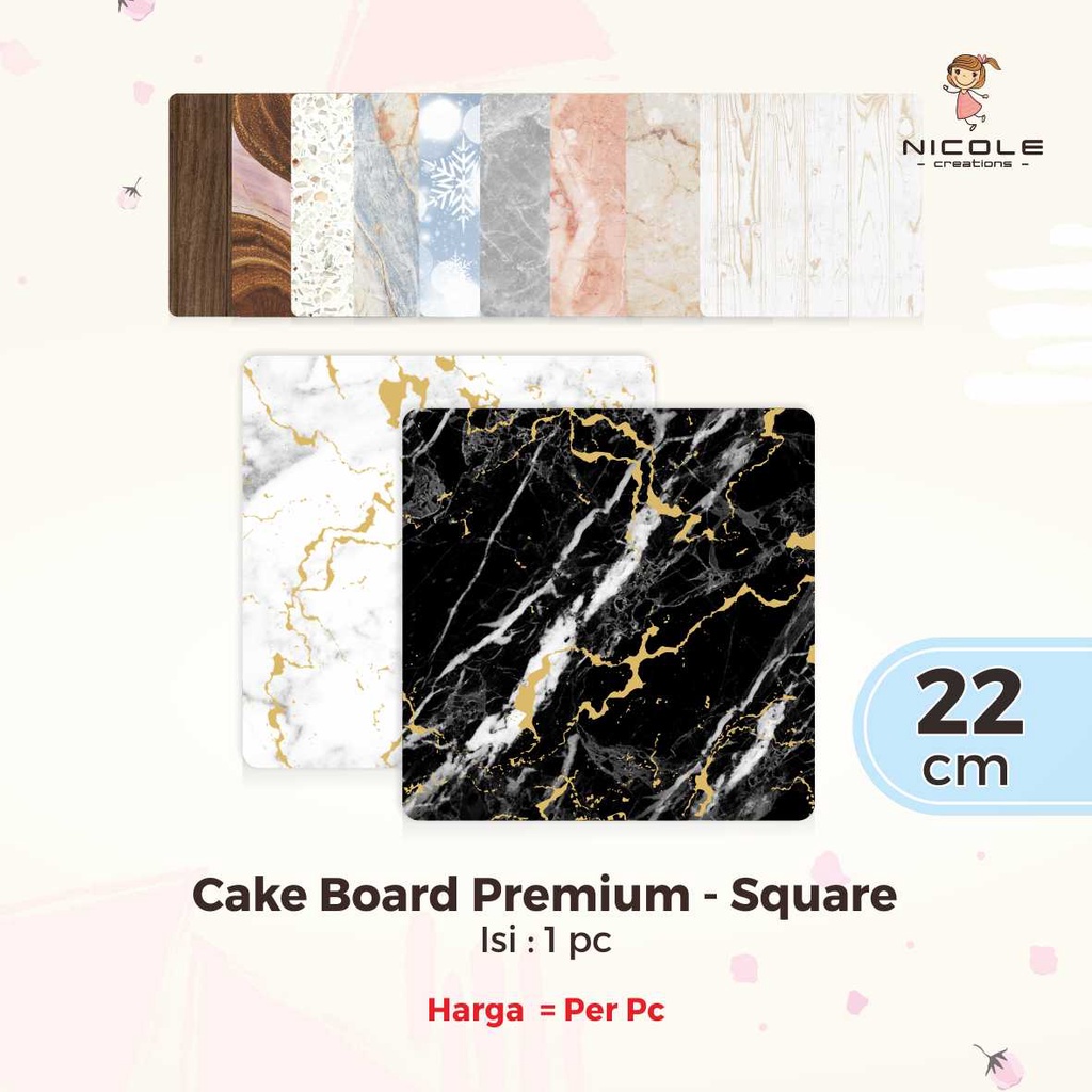 Jual Cake Board/Tatakan Kue/Alas Kue/Bottom Cake Premium Square 22 cm ...