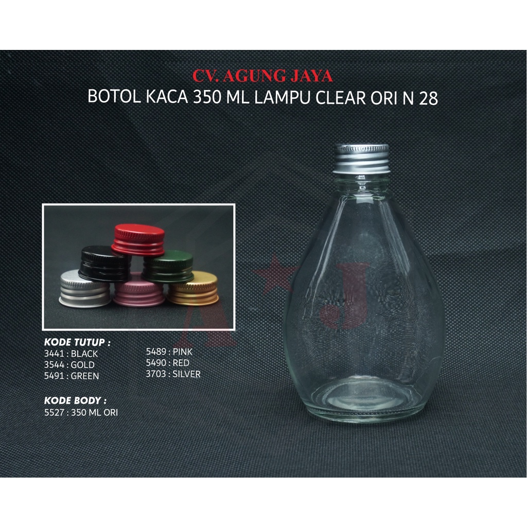 Jual Botol Kaca 350 ml Lampu Bening Tutup Alumunium | Shopee Indonesia