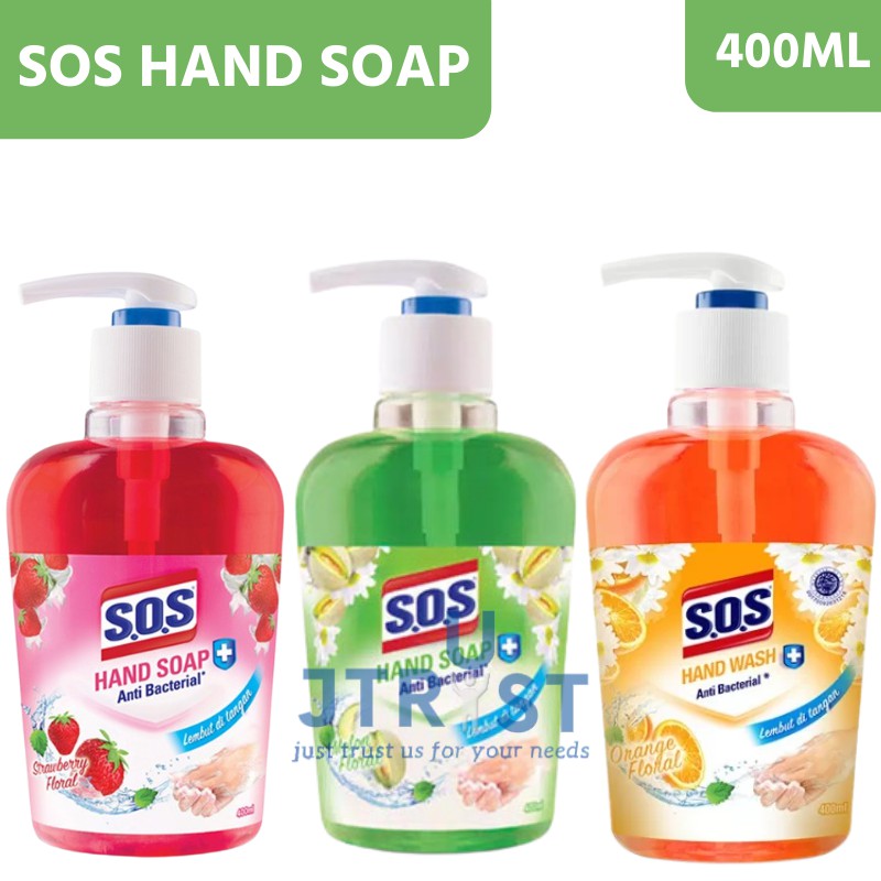 Jual SOS Hand Soap Fragrance Anti Bacterial Kemasan Botol Pump 400ml ...