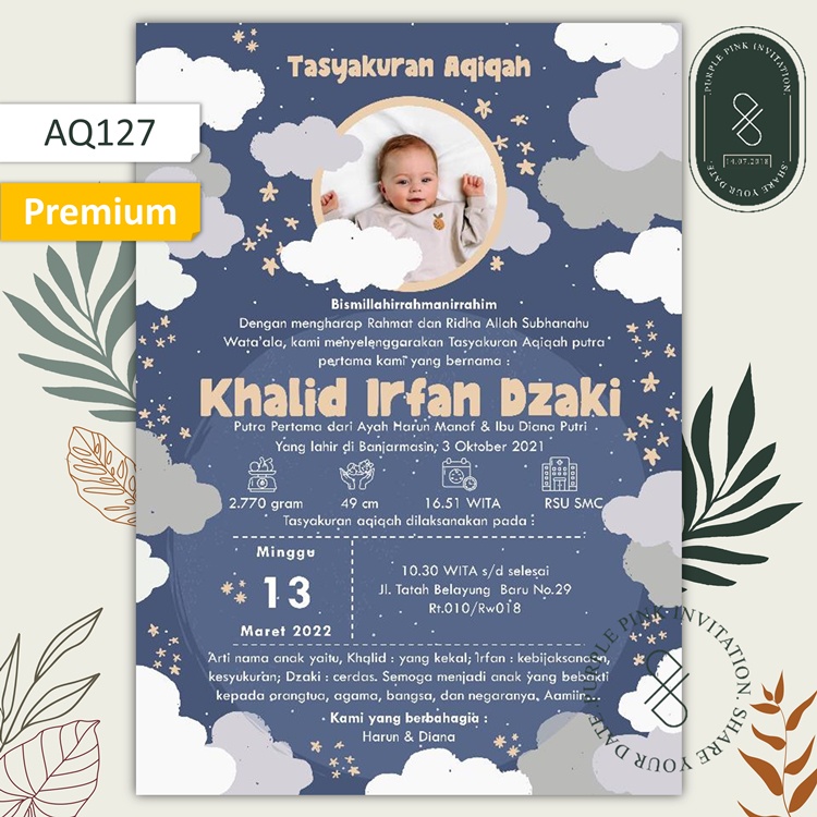 Jual Undangan Digital Aqiqah Code AQ127 Softfile Tema Awan Warna Biru ...