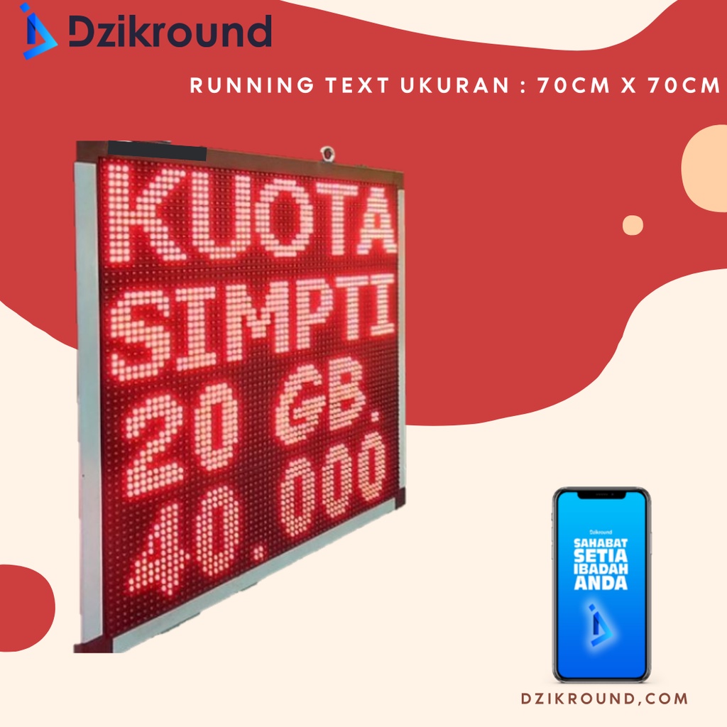 Jual Running Text Outdoor uk 70cm x 70cm Single Colour wifi control ...