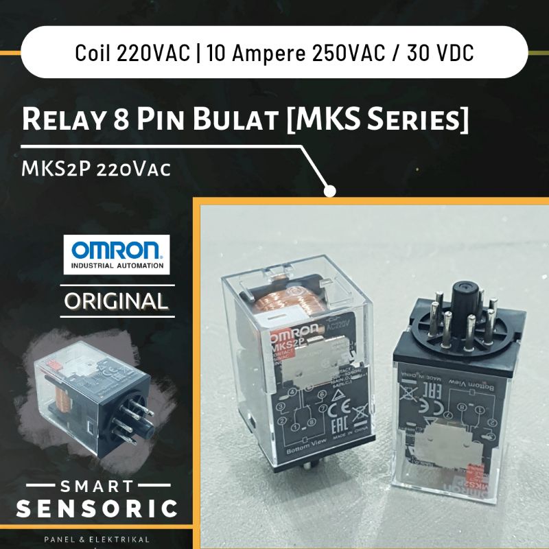 Jual Koil 220VAC MKS2P Omron Original Relay 10A MKS-2P Socket 8 Pin Bulat | Shopee Indonesia