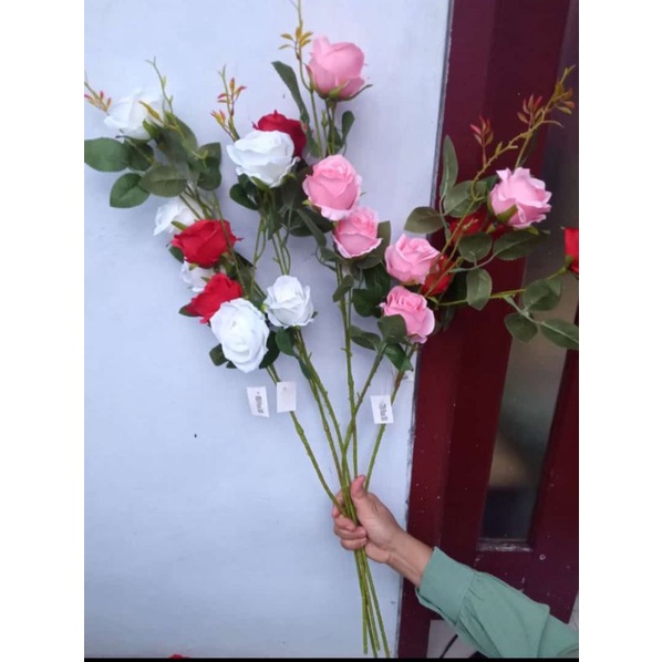 Jual bunga mawar 80cm 3 cabang import murah | Shopee Indonesia