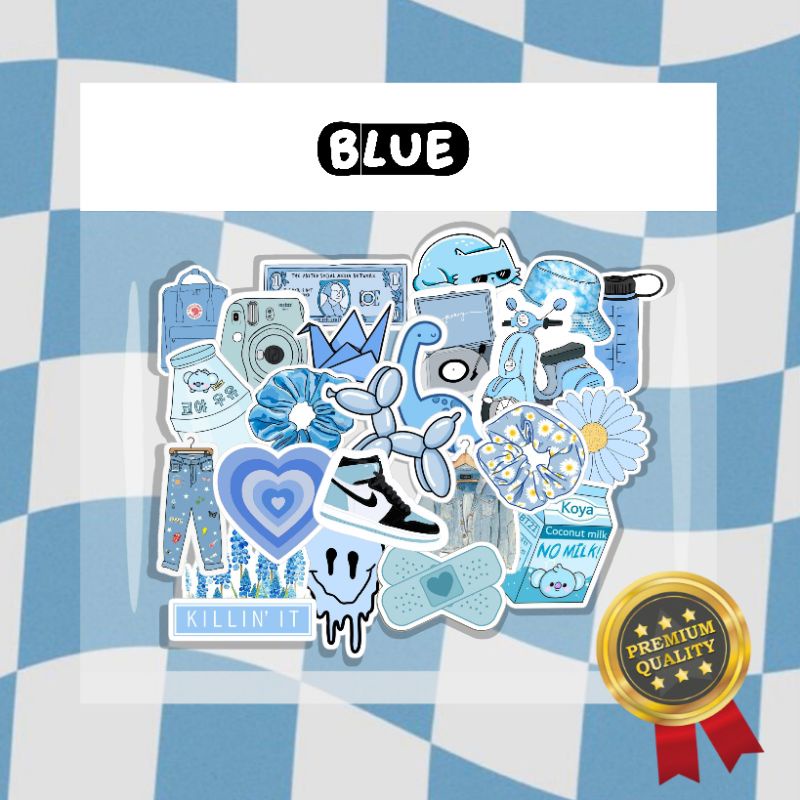 Jual 50PCS+ STICKER AESTHETIC BIRU | BLUE STICKER AESTHETIC | AESTHETIC ...