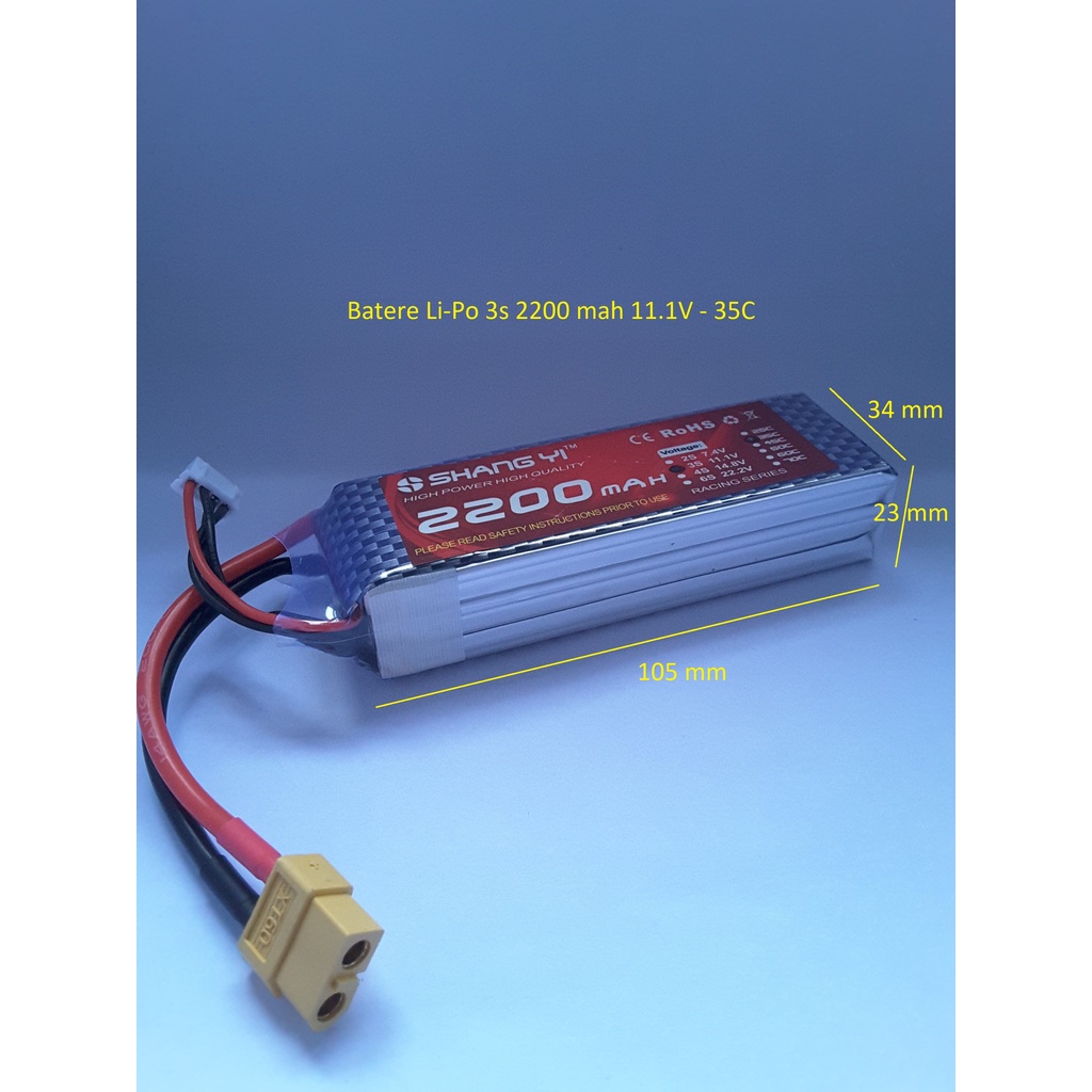 Jual SHANGYI Batere Lipo 3S 2200mah 11.1V - 35C with XT60 | Shopee Indonesia