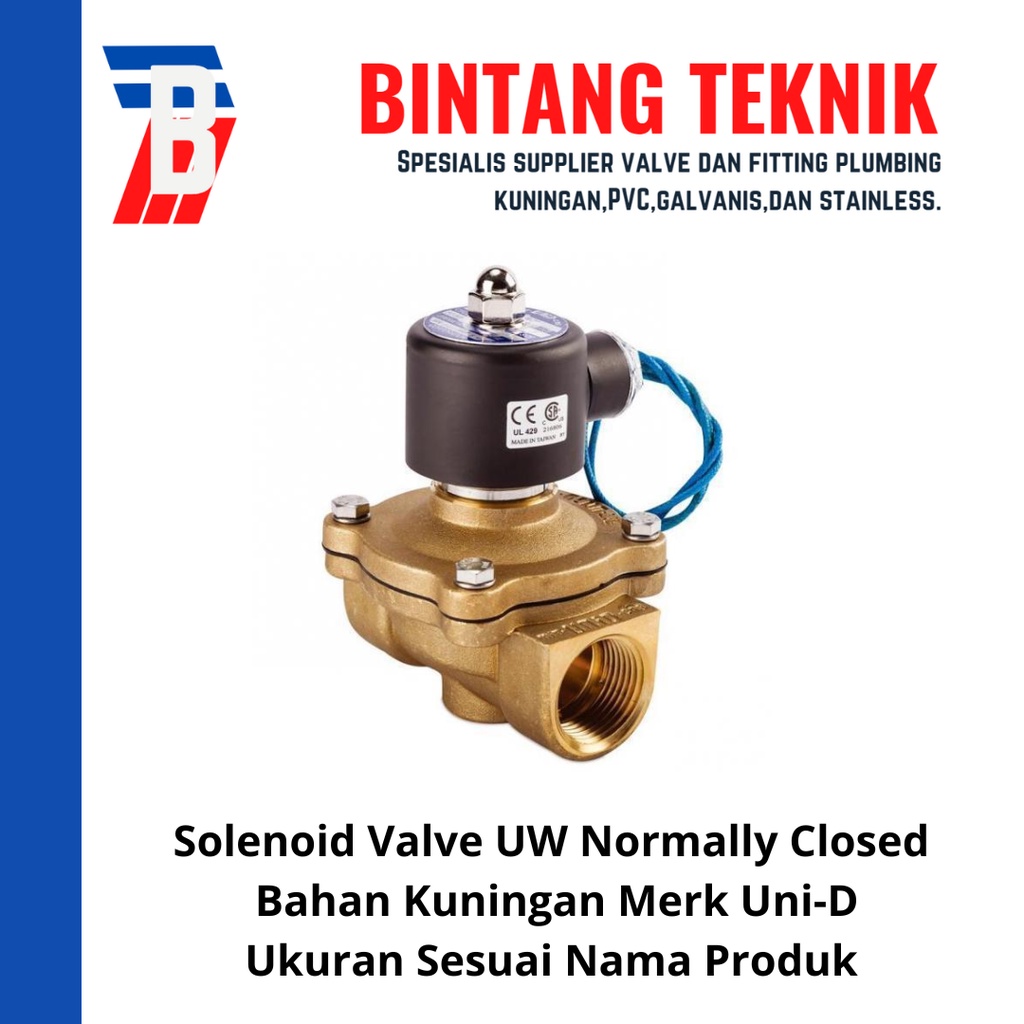 Jual Solenoid Valve 1" inch Uni-D 220 Volt UW (Untuk Air) Normally Closed | Shopee Indonesia