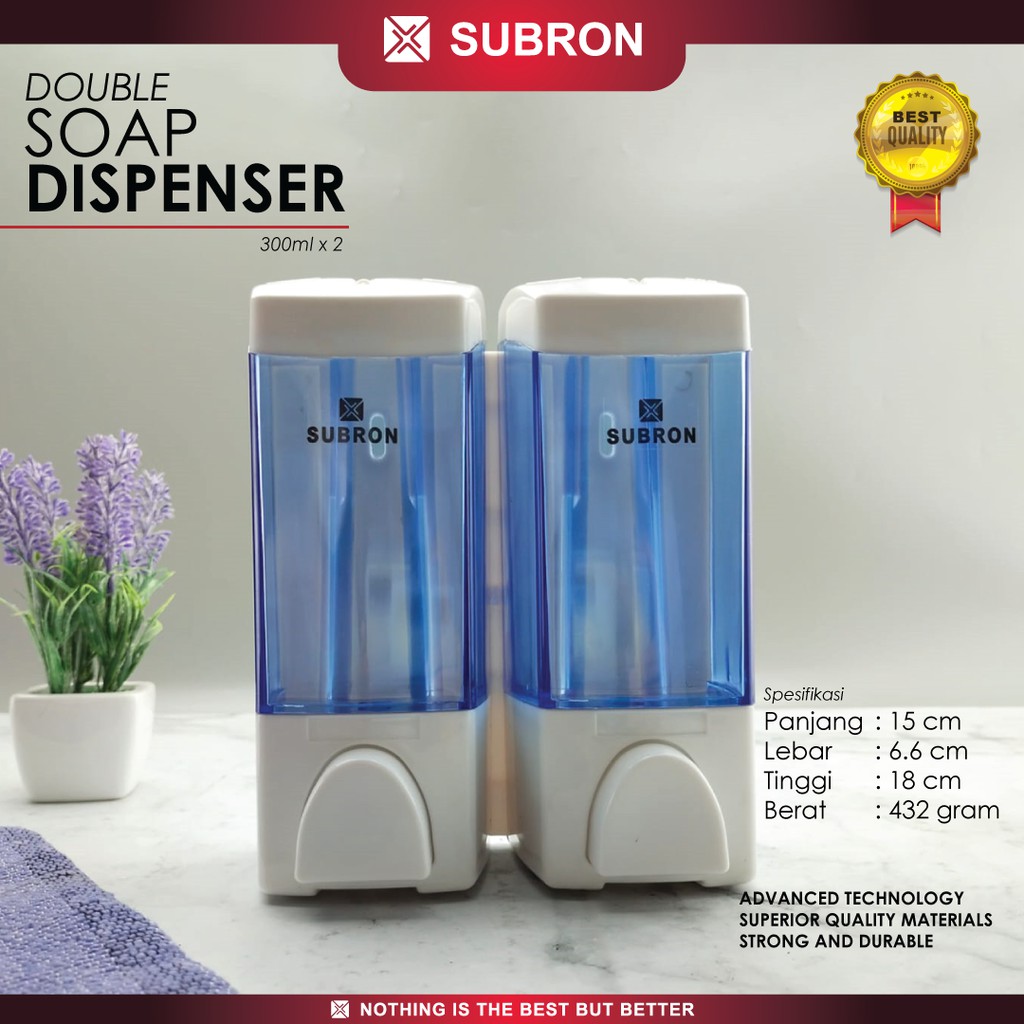 Jual SUBRON Soap Dispenser Double Tempat Sabun Cair Plastik Tebal 300ml ...