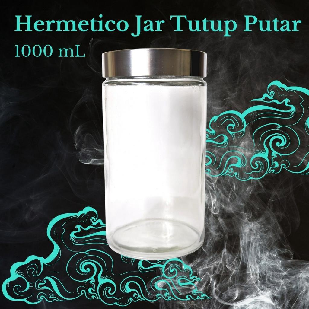 Jual Hermetico Jar Tutup Stainless Putar 1000 mL | Toples Kaca | Jar ...