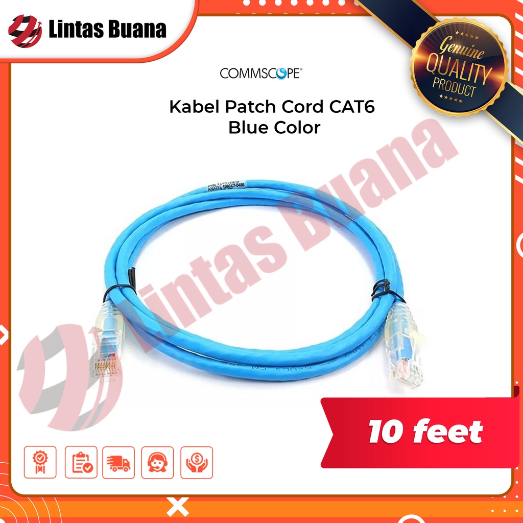 Jual Kabel Patch Cord AMP Commscope Cat 6 10 feet Kabel LAN Commscoper ...